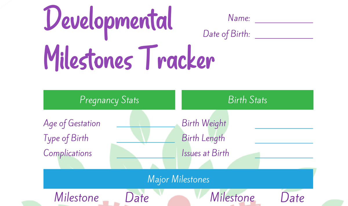 Developmental Milestone Tracker – The Sidetracked Parent